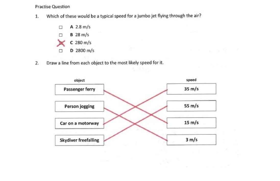 Motion and Forces: Typical Speeds of Everyday Objects – mwscience.co.uk