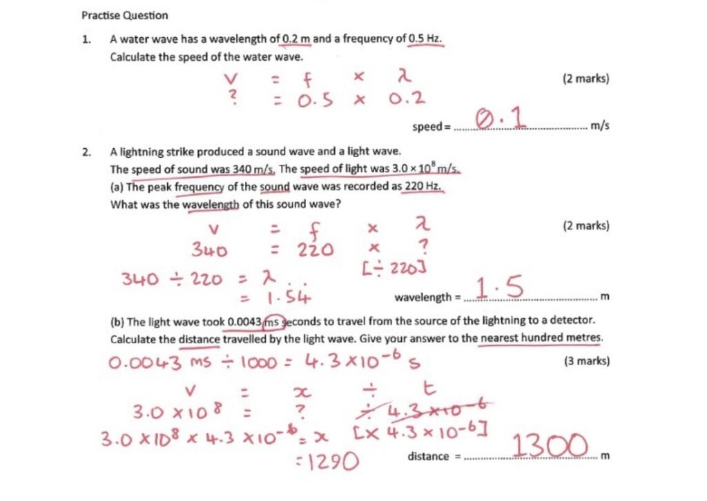 Calculations Involving Wave Speed – mwscience.co.uk